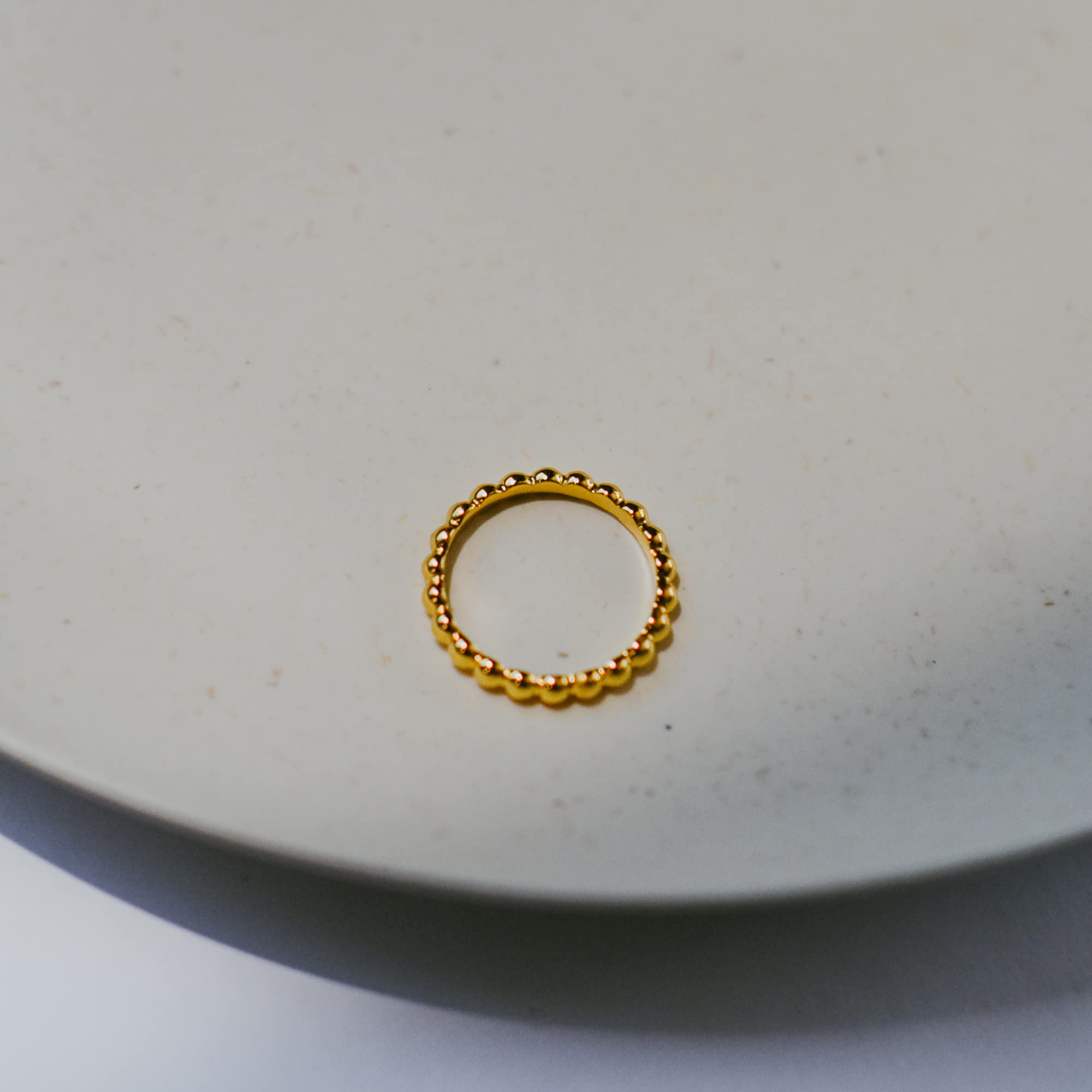 Aurelia Mae 18K Gold Plated Sterling Silver Bold Beaded Ring | Big Bead Stackable Ring Size 8