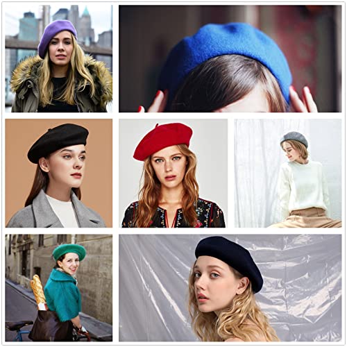 Women French Wool Beret Hats - Solid Color Classic Beanie Winter Cap(Royal Blue)