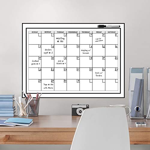 WallPops WPE0447 Large Monthly Dry Erase Calendar Decal, White & Off-White