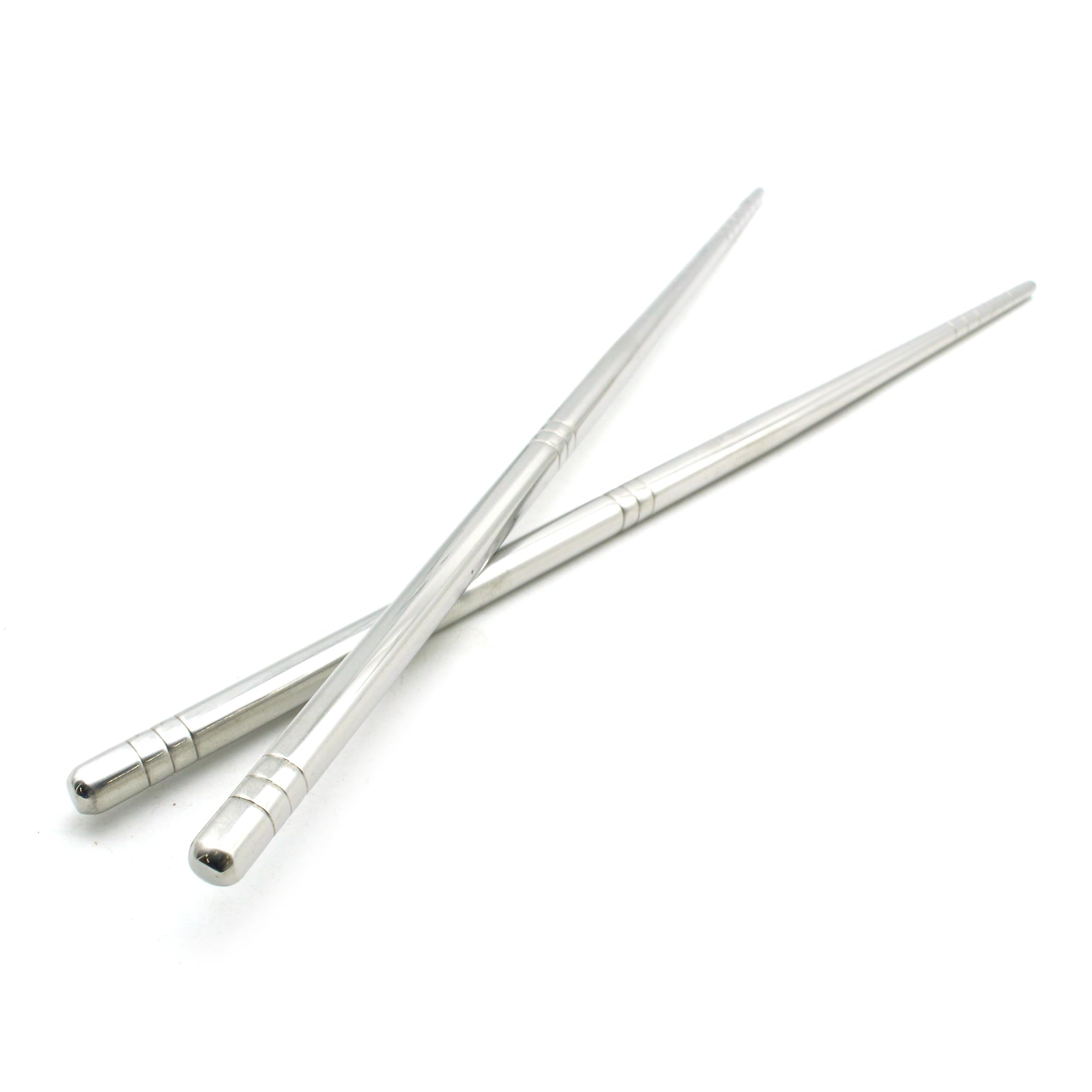 TMAX Smooth Stainless Steel Chopsticks - 5 Pairs Silver Reusable Dishwasher Safe Metal Chopsticks - Square Lightweight Chop Sticks - Easy to Use and Clean (No Color Fading)