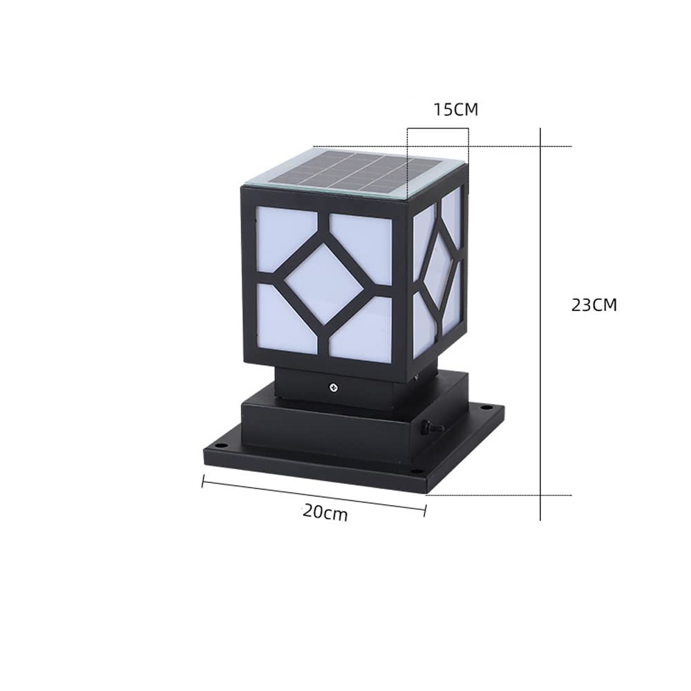 LANTKD Solar Column Head Lamp, Courtyard Villa Garden Home Super Bright Chinese-Style Gate Pillar Lamp Outdoor Waterproof Fence LED Three-Color Dimming Lamps