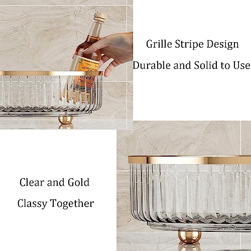 ANFENGLOU Lazy Susan Turntable Organizer for Cabinet, Makeup Perfume Tray with Large Capacity, Bathroom Vanity Tray, Skincare Organizers, Clear