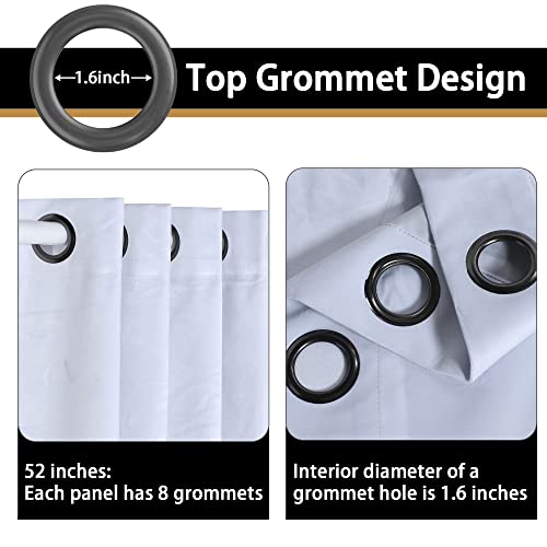 BONZER 100% Blackout Curtains for Bedroom - Premium Thick Velvet Curtains 84 Inches Long Thermal Insulated Energy Saving, Sun Light Blocking Grommet Window Drapes for Living Room, 2 Panels, White