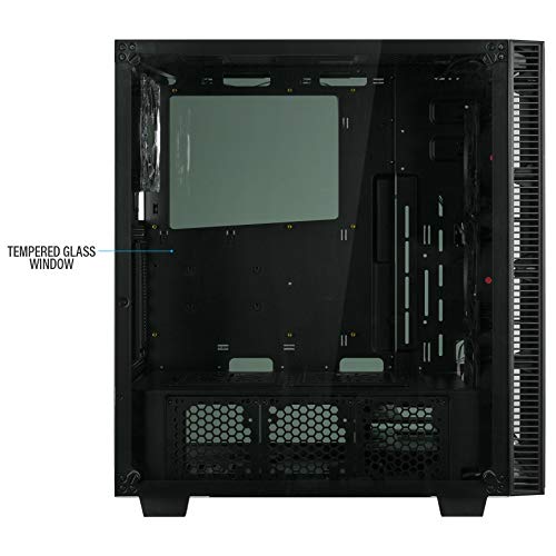 Rosewill ATX Mid Tower Gaming PC Computer Case with Red LED Fans, 360mm AIO Water Cooling Radiator Support, 3 Sided Tempered Glass, Great Cable Management/Airflow - CULLINAN MX-Red