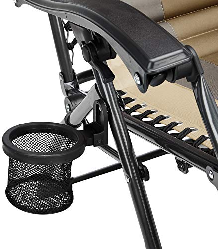Amazon Basics Outdoor Adjustable Zero Gravity Folding Reclining Lounge Chair With Pillow, Beige, 65" D x 44.1" W x 29.5" H