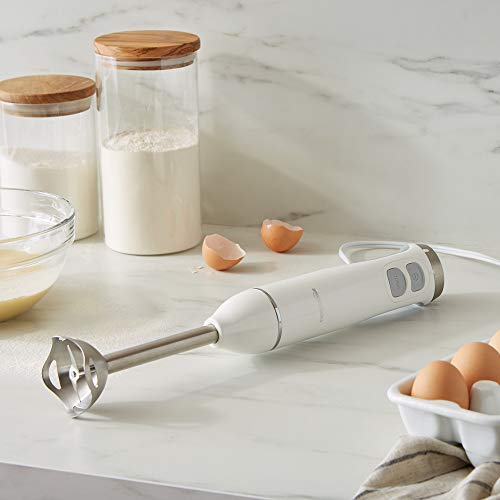 Amazon Basics Multi-Speed Immersion Hand Blender with Attachments - White