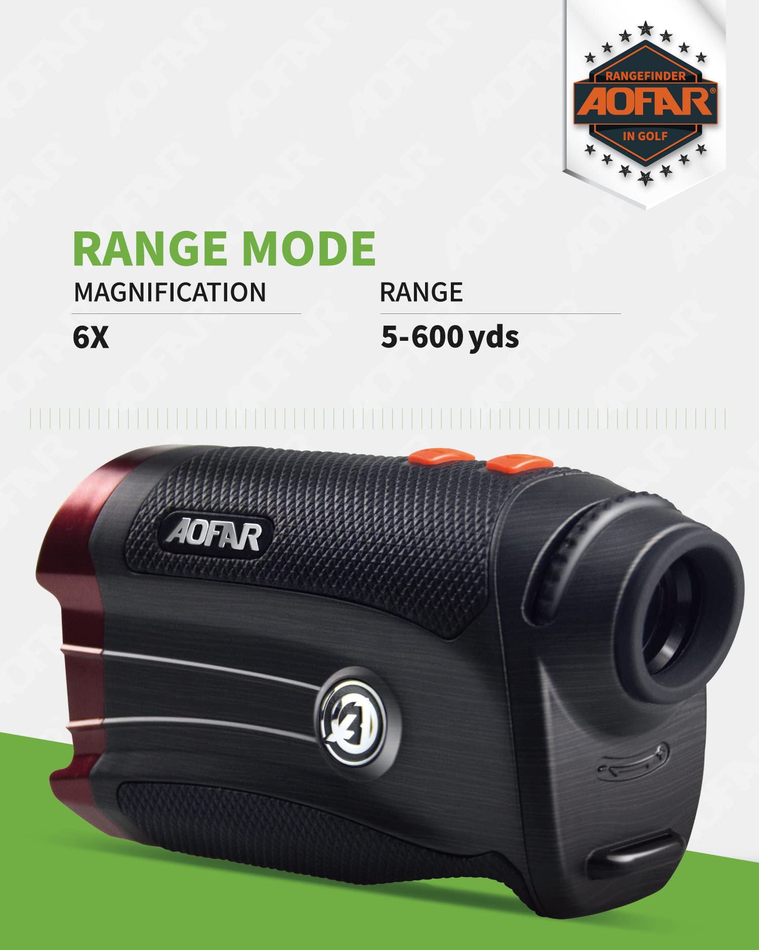 AOFAR GX-2S Golf Rangefinder Slope On/Off, Flag-Lock with Vibration, 600 Yards Range Finder, 6X 25mm Waterproof, Carrying Case, Free Battery, Gift Packaging