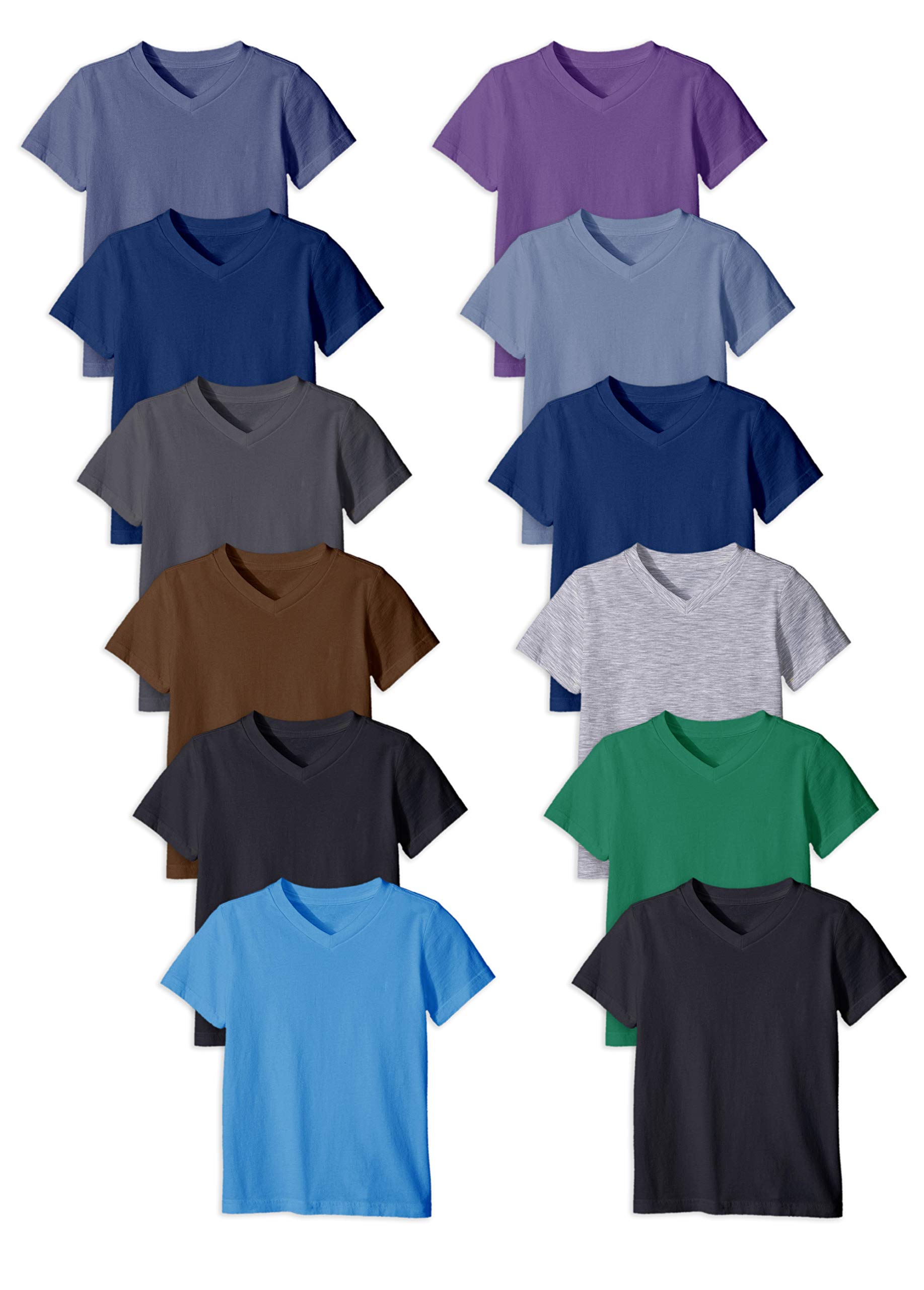 Andrew Scott Boys' 12 Pack V Neck T Shirt/Cotton Color Undershirts - Bonus Pack of 12 (12 Pack-Multi Color, Large 14-16)