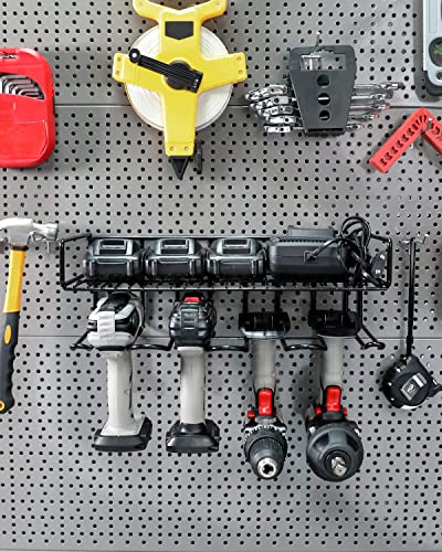 WellMall Garage Organization and Drill Storage - 2 Pack Power Tool Organizer Wall Mount Style, Great for Power Tool Drill as Tool Utility Shelves & Tool Rack, Perfect as Gift for Him Men