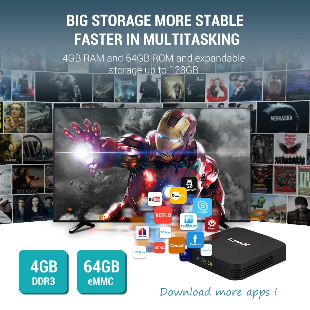 Android 9.0 TV Box, TaNix TX5 Pro Android Box 4GB RAM 64GB ROM Dual Band WiFi 2.4G+5G Quad Core BT 4.2 / Alice UI/Supporting 4K Full HD/3D/HD 2.0/H.265 Smart TV Box
