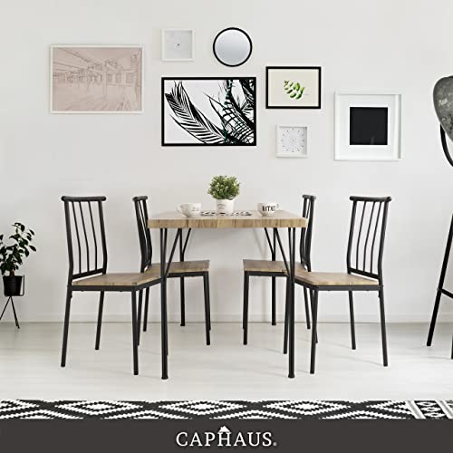 CAPHAUS 5 Pieces Dining Table & Chairs Set for 4, Space-Saving Rectangle Table w/Four Chairs for Kitchen, Dining Room, Breakfast Nook, Dinette, Modern Design Set, Brown Oak