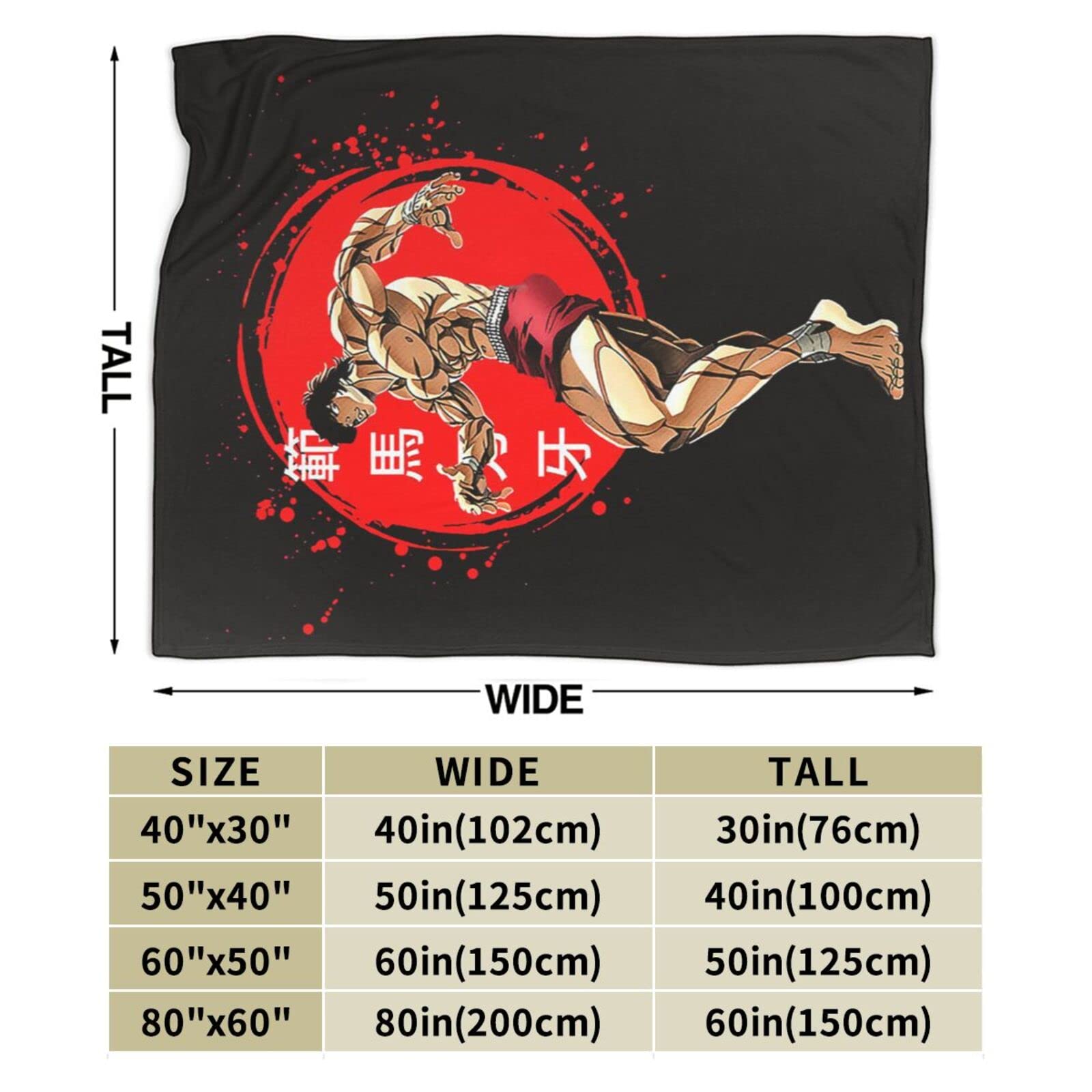 Anime Baki The Grappler Blanket Tapestry Sofa Office Bedroom Throw Blankets Super Soft Cozy Microfiber Blanket Bedding 40"X30"