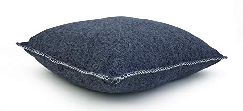Thro by Marlo Lorenz Georgetown Chunky Weave Whipstitch Square, Set of 2 Throw Pillow, Denim Blue