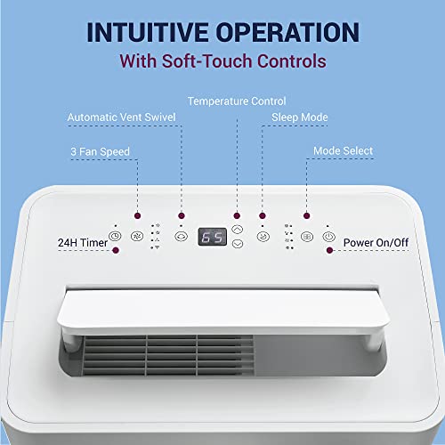 DELLA 14,000 BTU Portable Air Conditioner with Heat Pump Smart WiFi Enabled, Electric Auto Swing Fan Dehumidifier AC Unit with Remote Control Window Kit, Cools Up To 650 Sq. Ft.