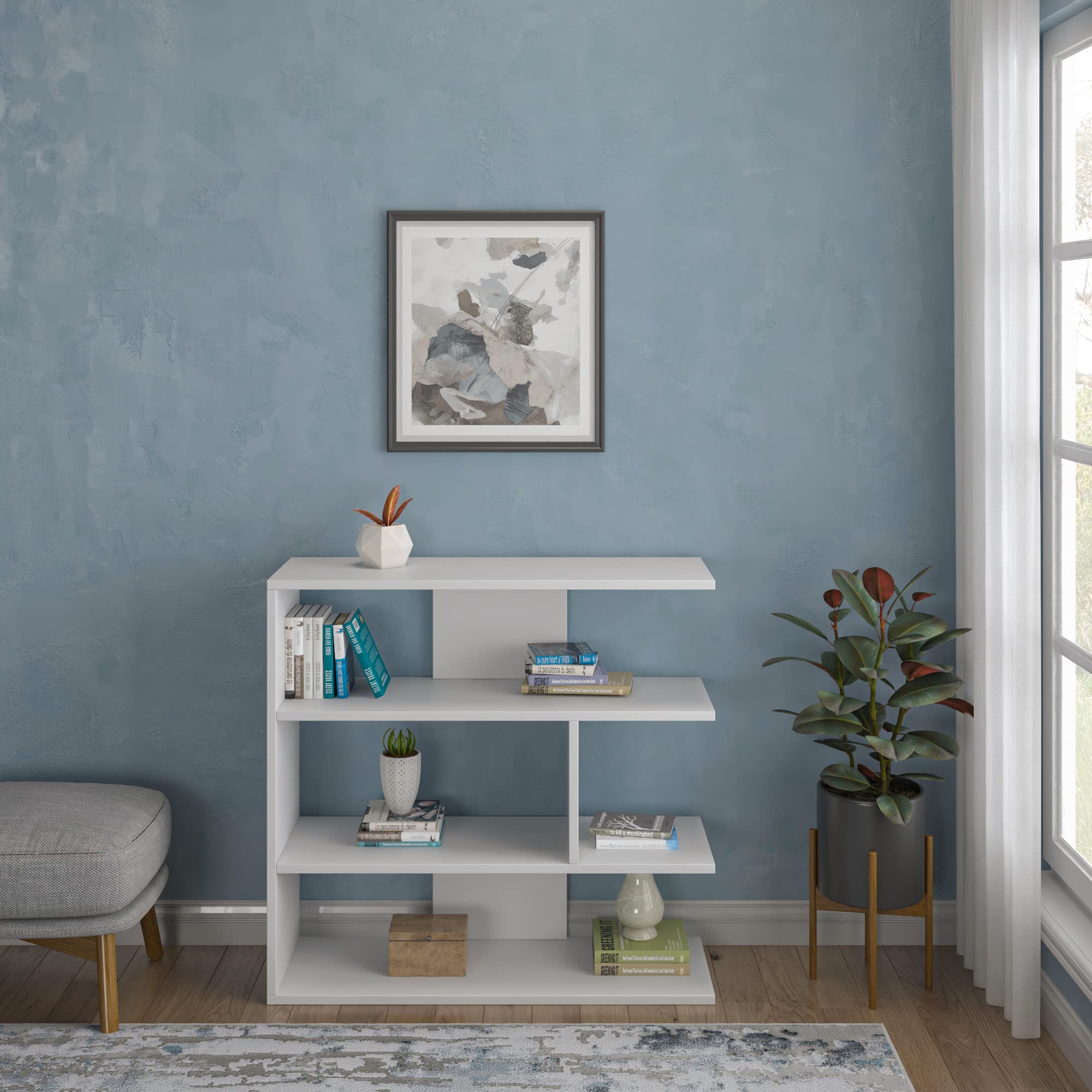Ada Home Décor Beethoven Bookcase, 35.04'' x 46.3'' x 11.81'', White &
