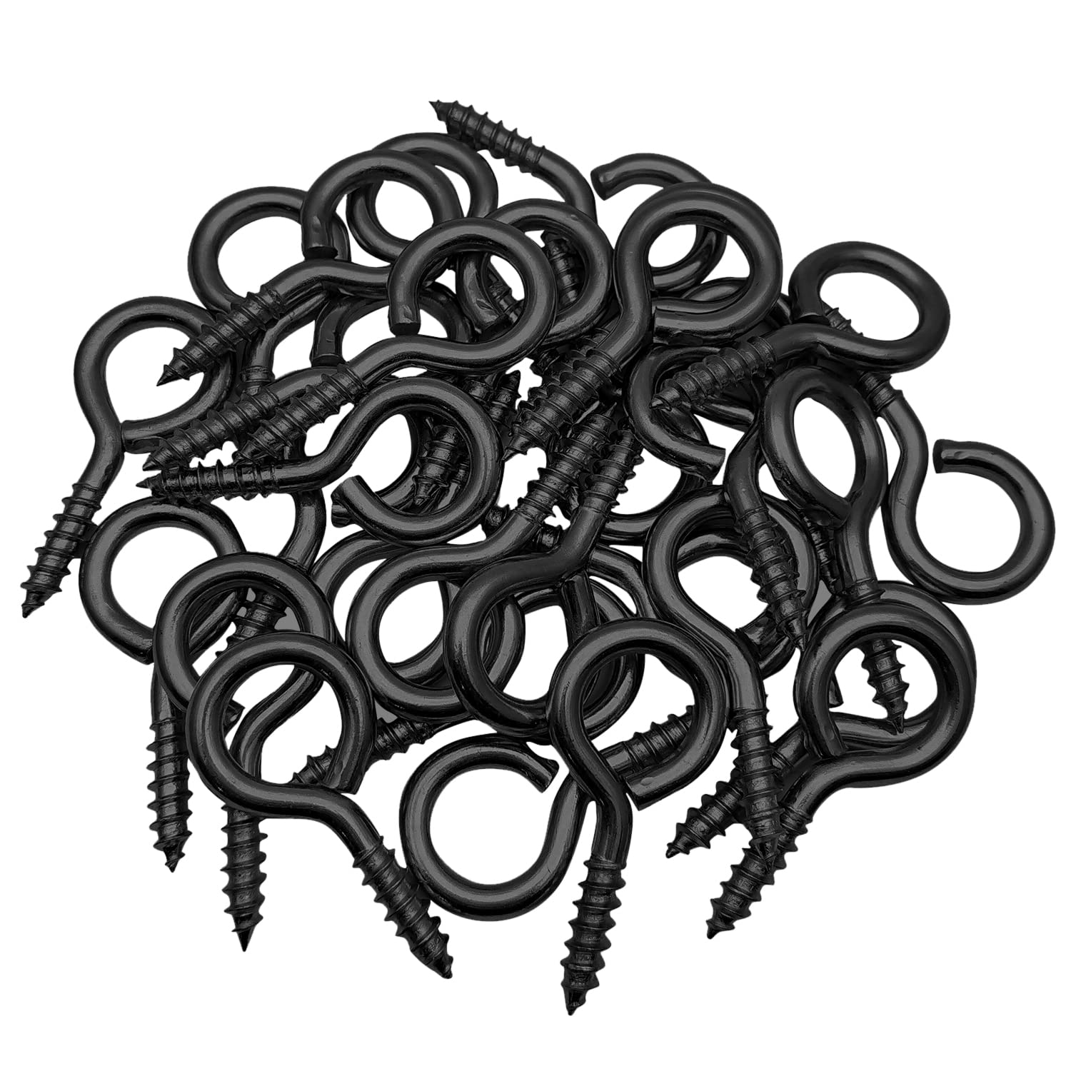 Axe Sickle Black 1.5 Inch Screw Eyes Metal Eye Hooks Small Eyelet Screws, 50 Pcs