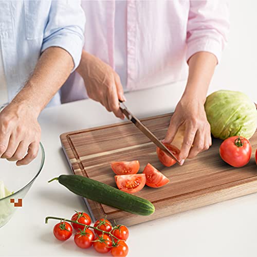 Wooden Cutting Boards for Kitchen, 24" x 18" Large Cutting Board with Juice Groove and Side Handle, Chopping Board, Butcher Block, Large Charcuterie Board