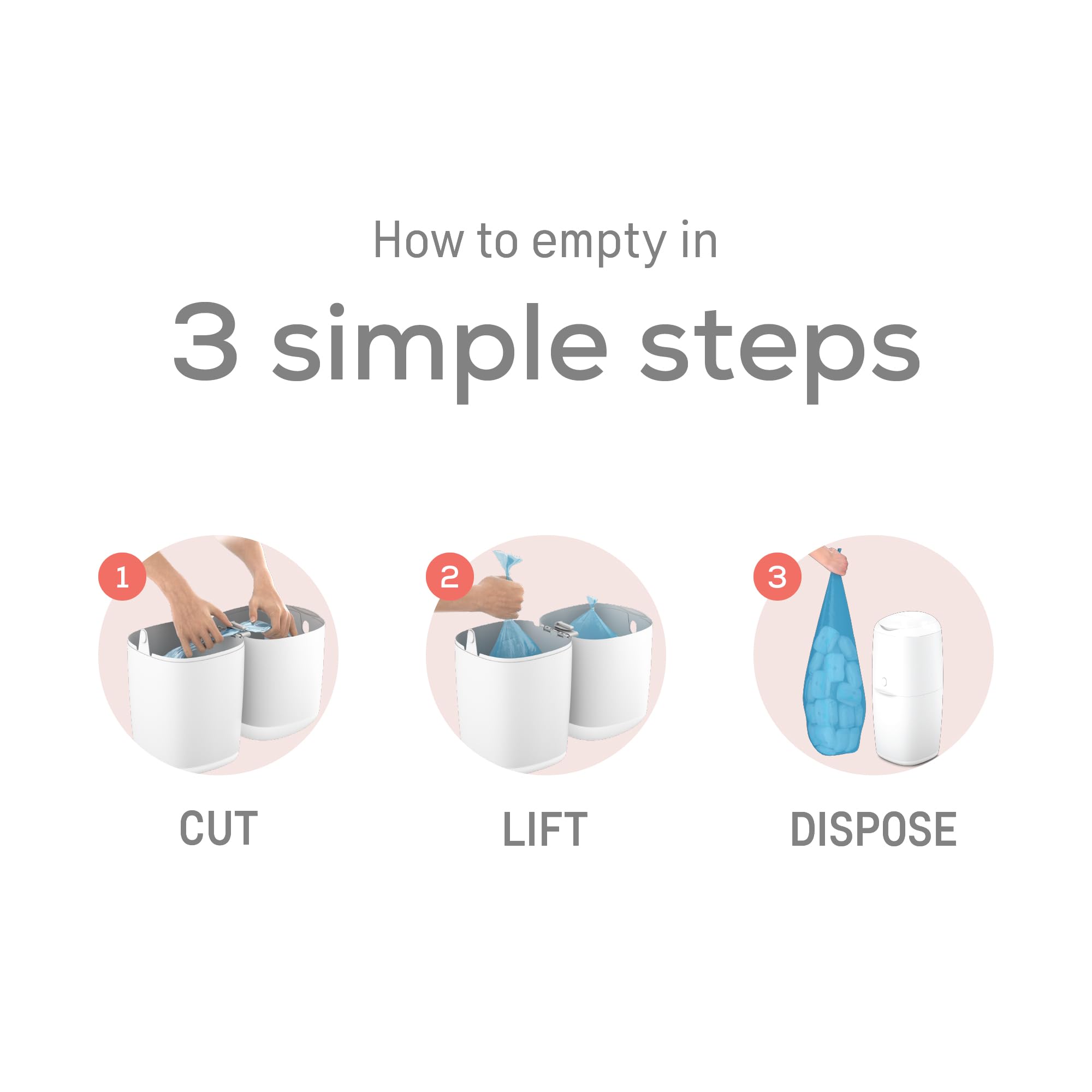Angelcare - Nappy Disposal System - Includes 3 Round Refills - Push & Lock System