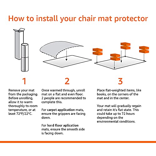 Amazon Basics Polycarbonate Office Chair Rectangular Mat for Low to Medium Pile Carpet, 35 x 47-Inch, Clear