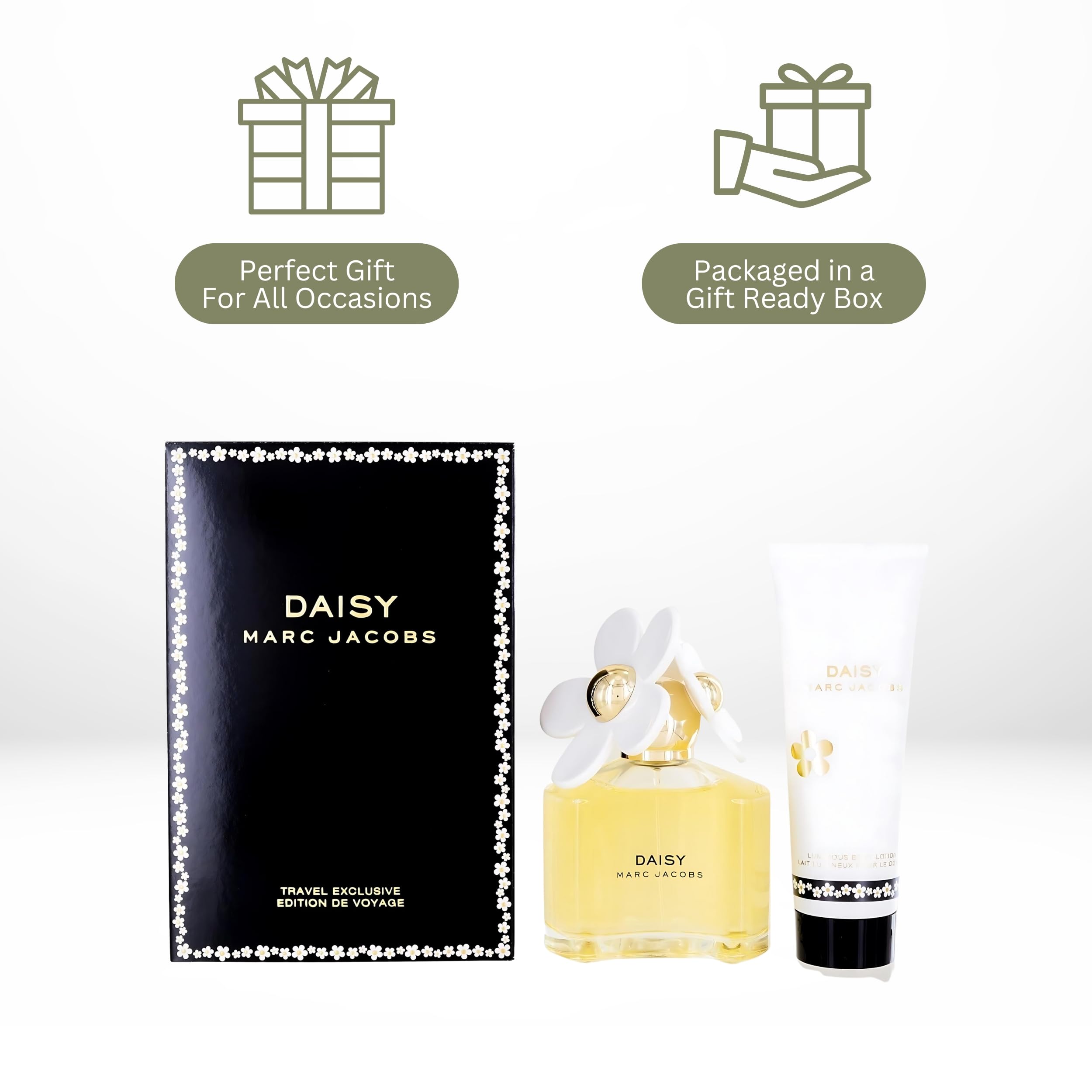 Marc Jacobs Daisy 2-Piece Fragrance Gift Set for Women (Eau de Toilette Spray, 3.4 Ounce and Luminous Body Lotion, 2.5 Ounce)