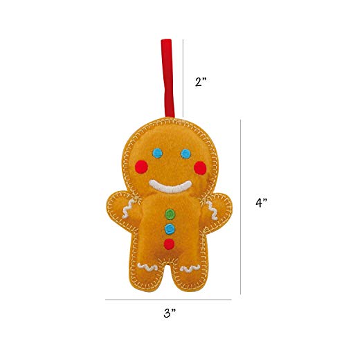 Christmas Ornaments - Set of 6 Plush Felt Handmade Hanging Decorations in Santa, Gingerbread Man, Mitten, Elf Shoe, Ugly Sweater, Stocking Design for Trees and Advent Calendars - Approx. 3.5" Each