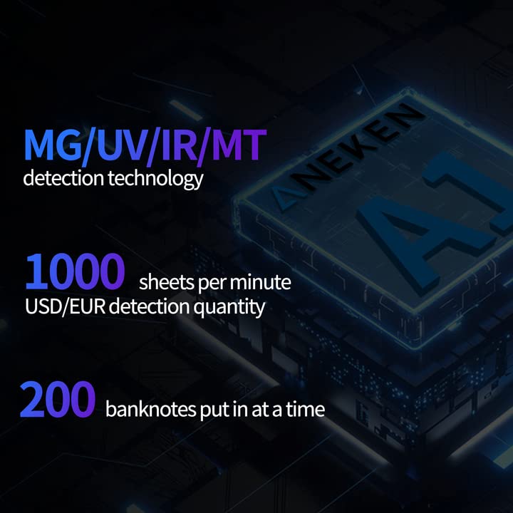 Aneken Money Counter Machine with UV/MG/IR/DBL/HLF/CHN Counterfeit Detection, USA/EUR Portable Bill Counting Machine, Bill Counter with LED External Display, Add&Batch Modes, 2-Year Warranty