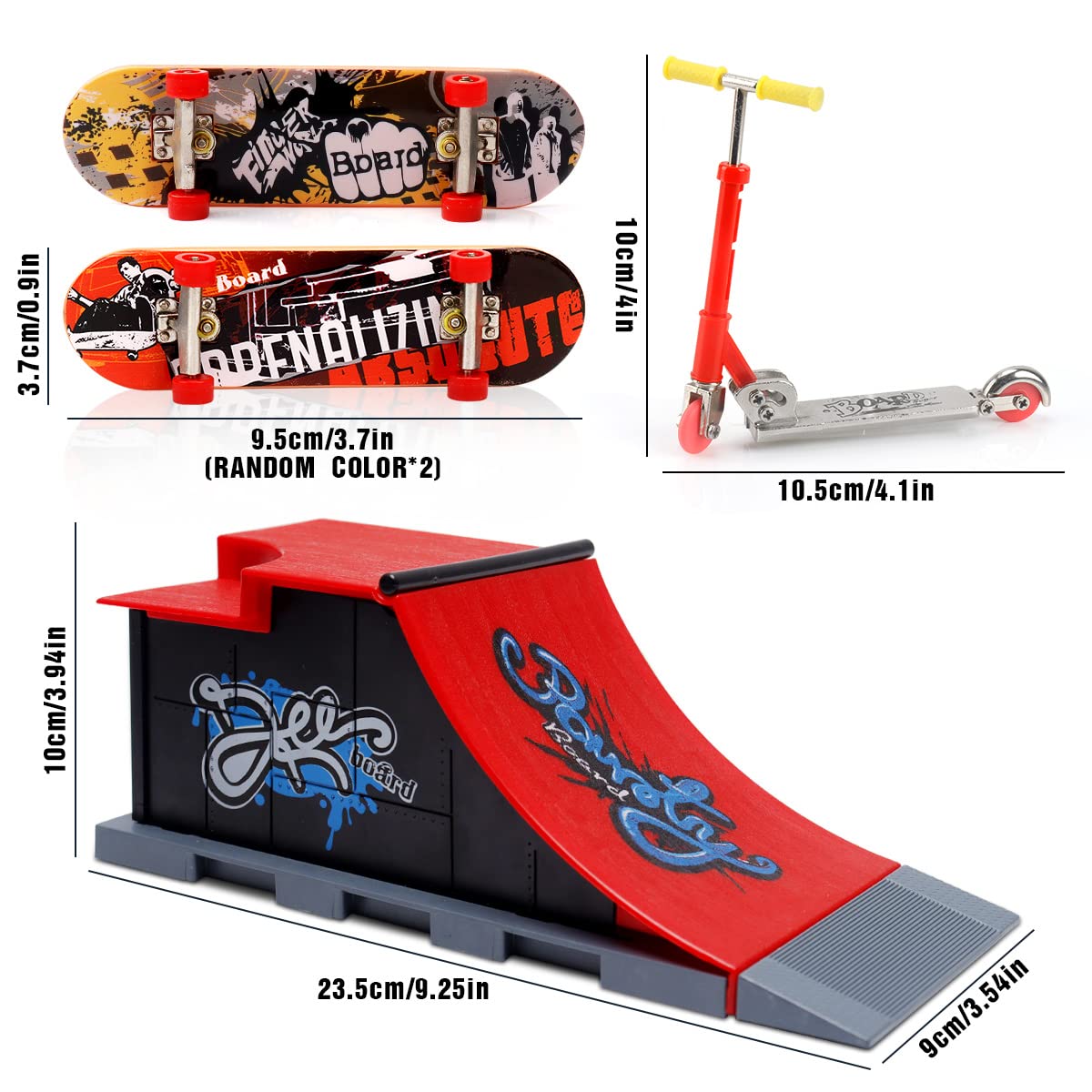 EPOGG Mini Finger Skateboard Ramp Set, Skate Park Kit Ramp with Tools for Fingerboards Training Props Interactive Freestyle Skate Game, Finger Skateboards for Adults & Kids