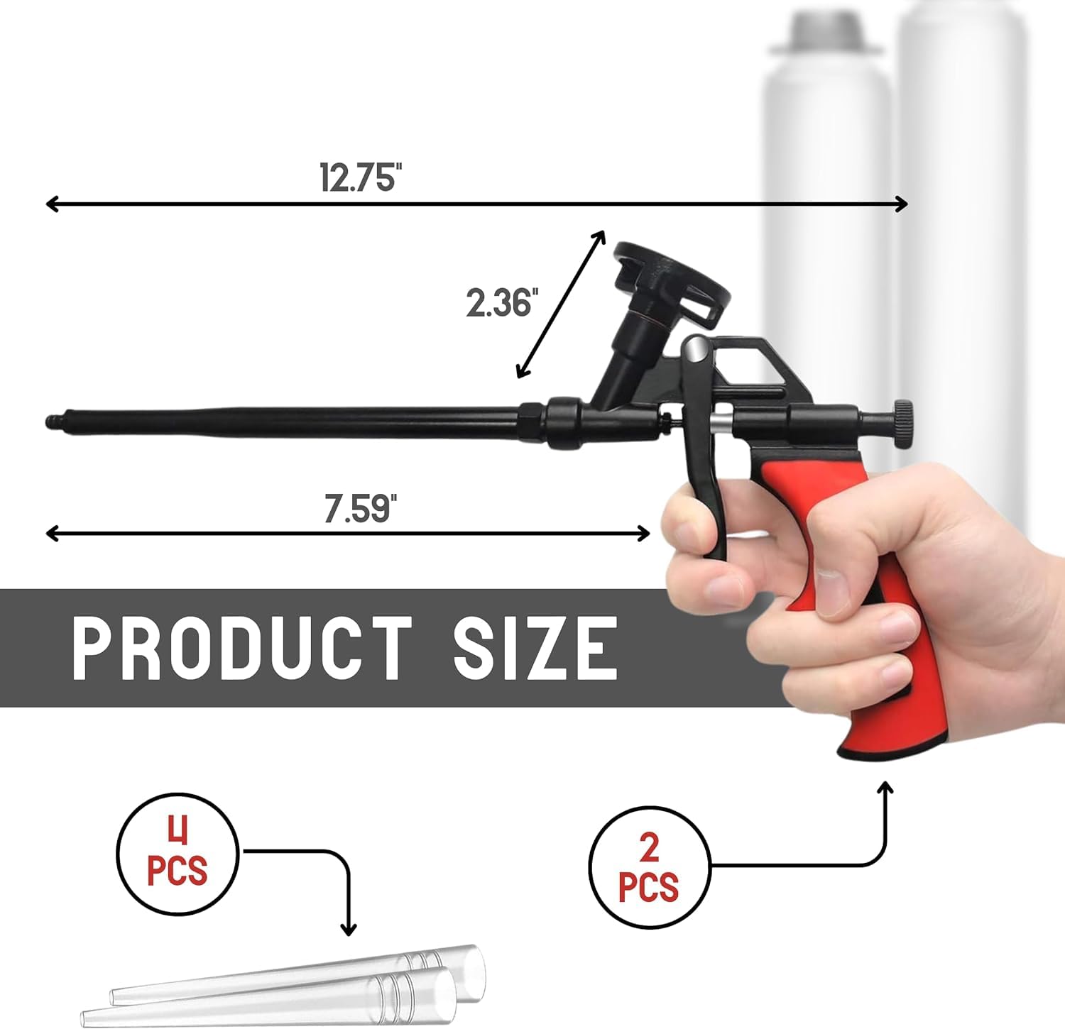 Pack of 2 Red Foam Gun β Heavy Duty PU Foaming Sealant Sprayer for Caulking and Insulation Professional Foaming Gun Spray Application for Filling and Sealing Caulking Gun