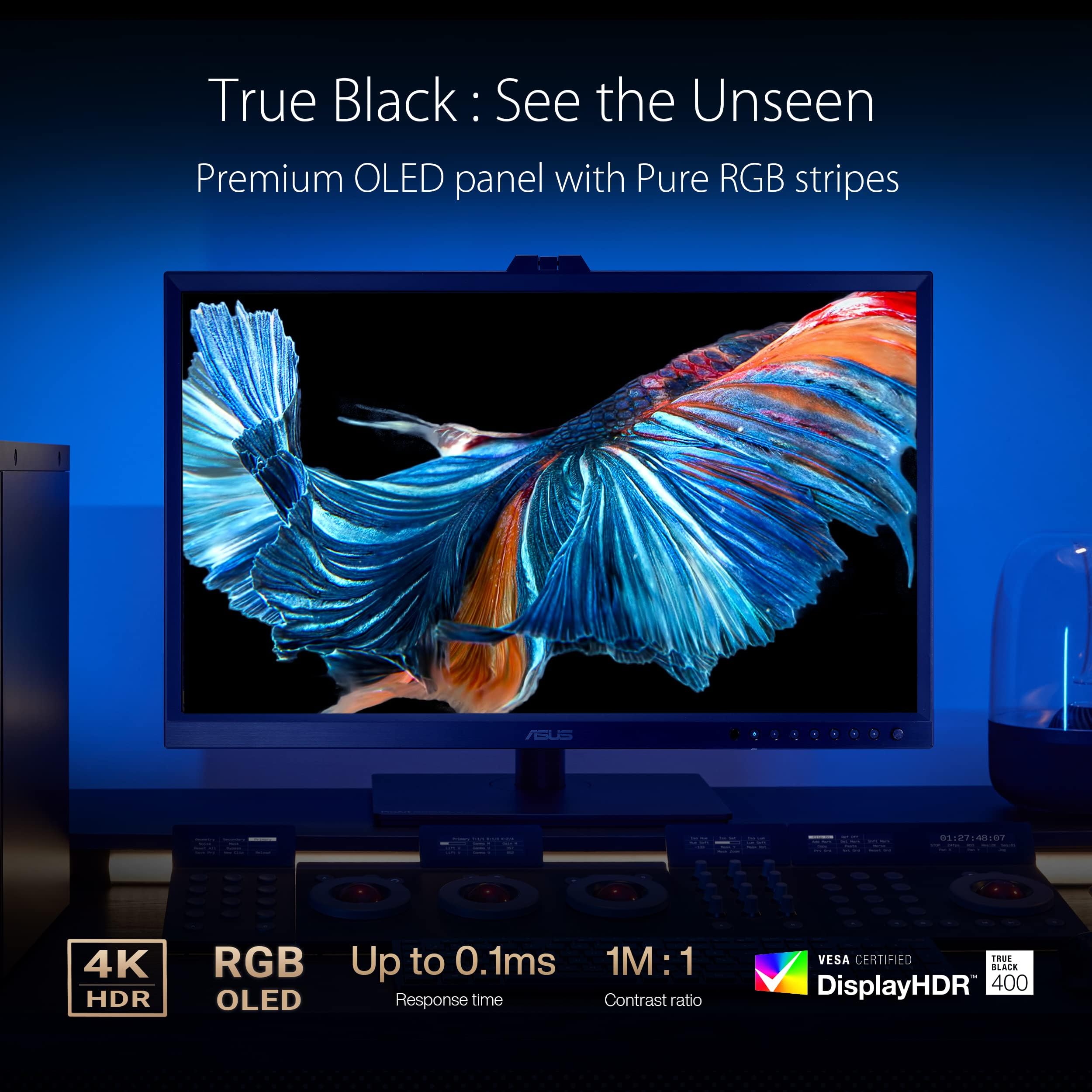 ASUS ProArt Display 31.5” 4K OLED Professional Monitor (PA32DC) - Built-in Motorized Colorimeter, Color Accuracy ΔE<1, 99% DCI-P3, USB-C, Auto Calibration, Compatible with Laptop & Mac Monitor,BLACK