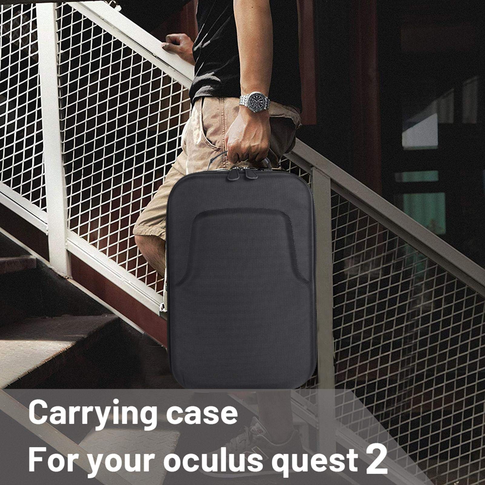Aicheng Hard Case for Oculus Quest & Quest 2, or Quest VR Gaming Headset Elite Strap and Controllers Accessories Carrying Bag, Travel Case Protective Cover Storage Bag