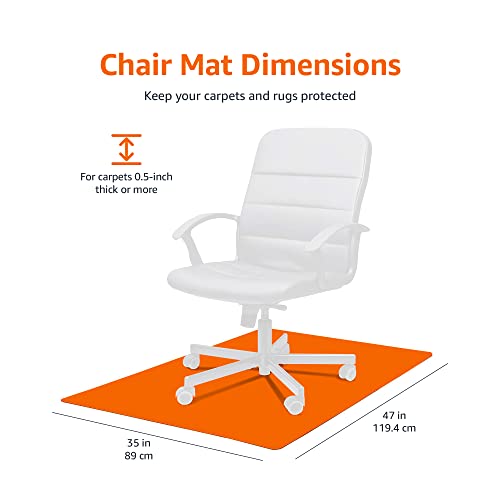 Amazon Basics Polycarbonate Office Chair Rectangular Mat for Thick Carpet, 35 x 47-Inch, Clear