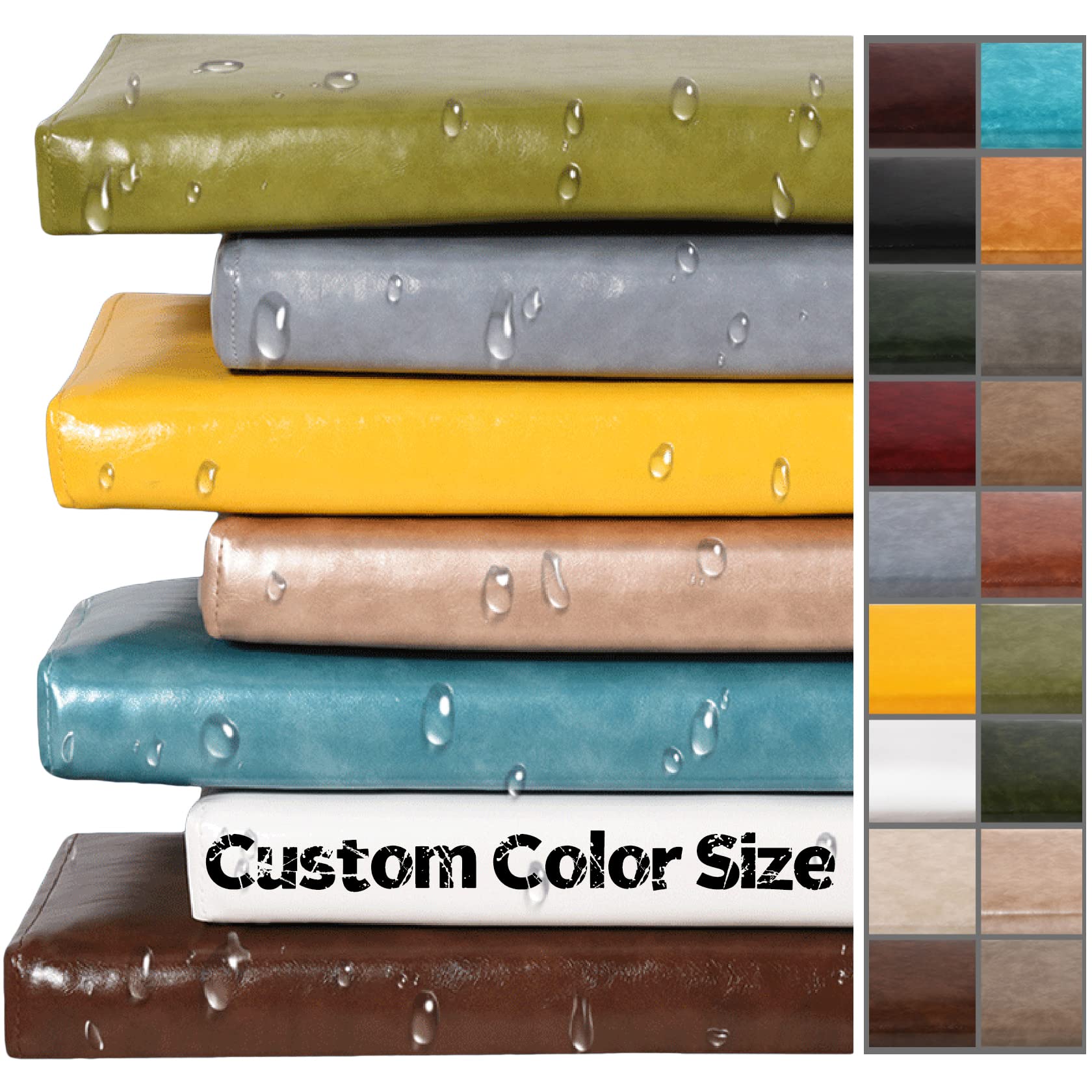 JBlWSGT Custom Bench Cushion, Chair Pad Personalize, Outdoor Indoor Leather Cushion, Waterproof Cushion for Garden Patio Furniture Seat Cushion, White