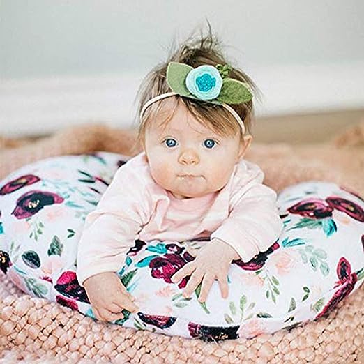 AOKLEY 2 Pack Baby Nursing Pillow Cover Newborn U-Shaped Breastfeeding Pillowcase Cushion Cover Stretchy Replaceable Forest&Floral Pillow Cover Slipcover 22.5x18