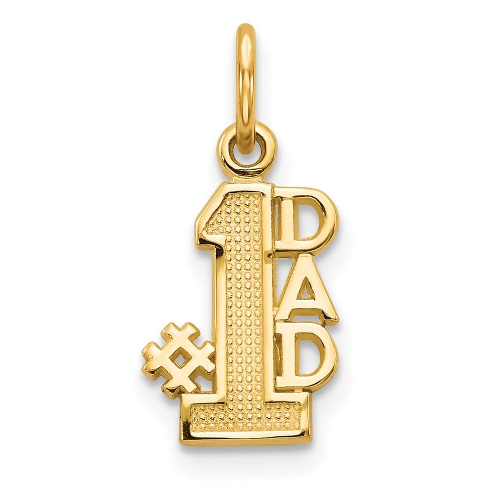 Auriga Fine Jewelry 14k Yellow Gold Number 1 Dad Pendant (L- 17 mm, W- 9 mm)