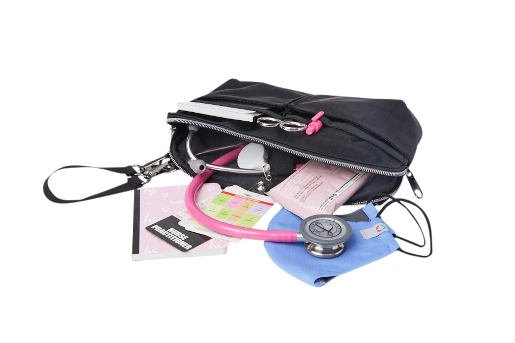 HeartSoul Harper Utility Women's Crossbody Handbags, Nurse Bag, One Size, Black with Black Straps