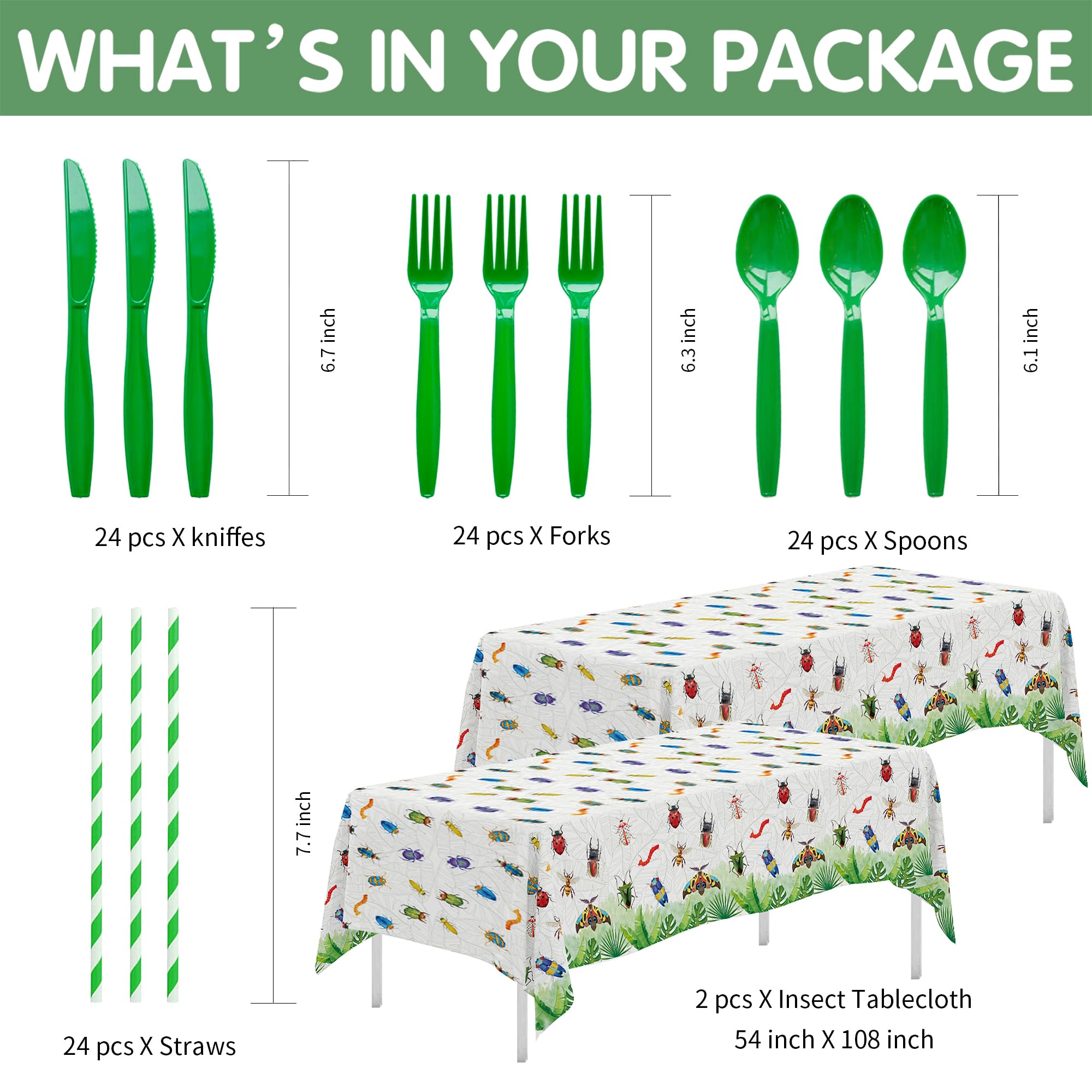 Xenorik Bug Birthday Party Decorations Tableware - Bug Party Supplies, Plate, Cup, Napkin,Tablecloth, Cutlery, Spring Summer Nature Insect Theme Birthday Baby Shower Party Decorations | Serve 24
