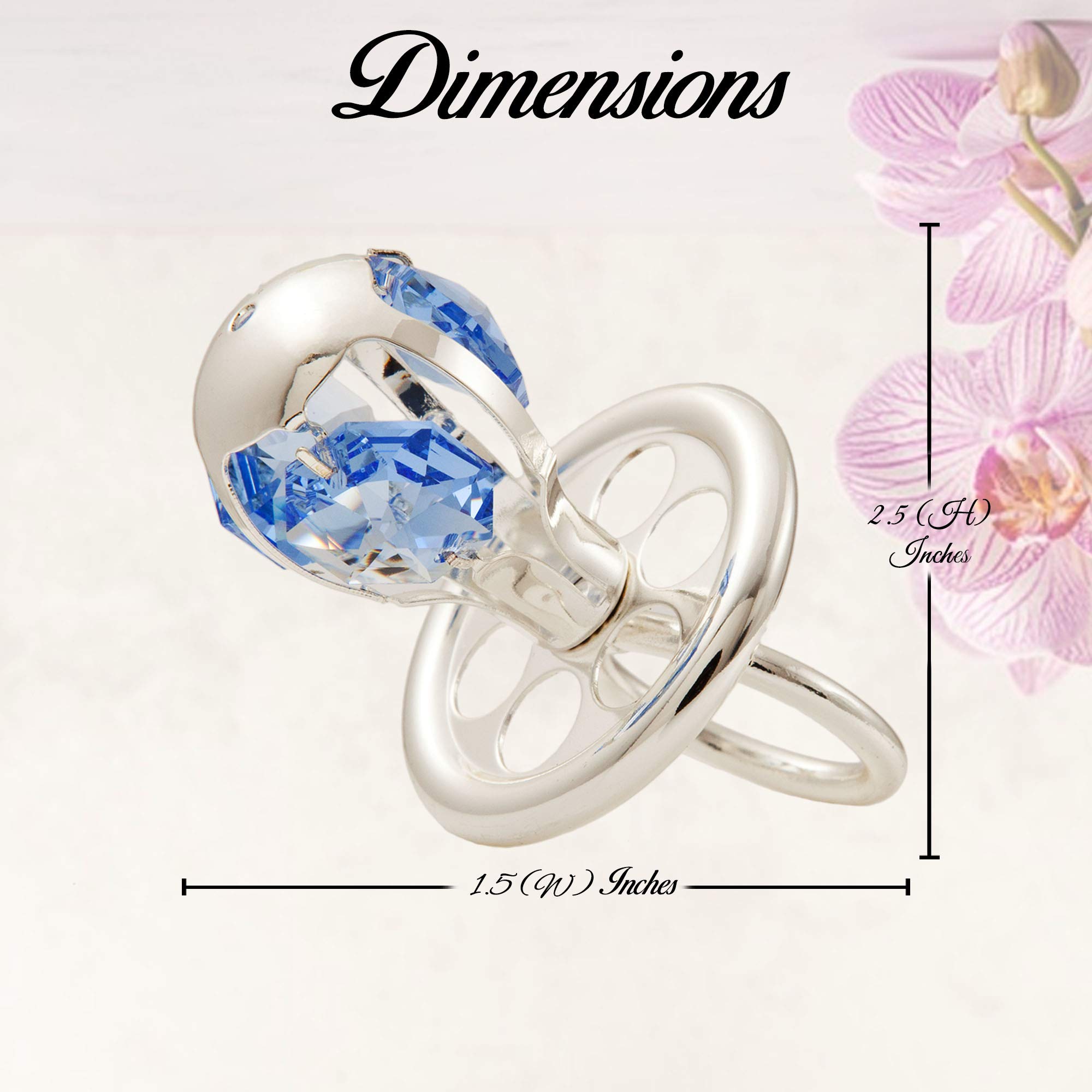 Matahi Silver Plated Crystal Studded Pacifier Ornament with Blue Crystals Baby's First Christmas Holiday Ornament and Hanging Pendant - Great Gift for Baby Shower, New Born Baby Gift