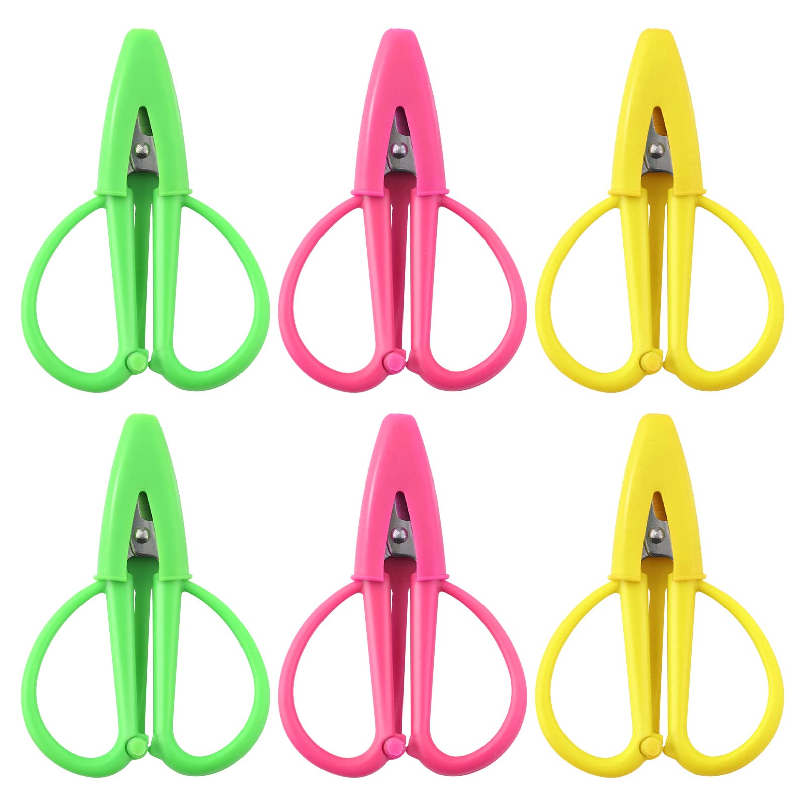 6PCS Mini Scissors, Potable Travel Scissors Thread Trimming Scissors Small Sewing Shears Pocket Scissors Pointed Tip Scissors Safety Scissors with Sheath for Cutting Thread Ends or Clothing Tags
