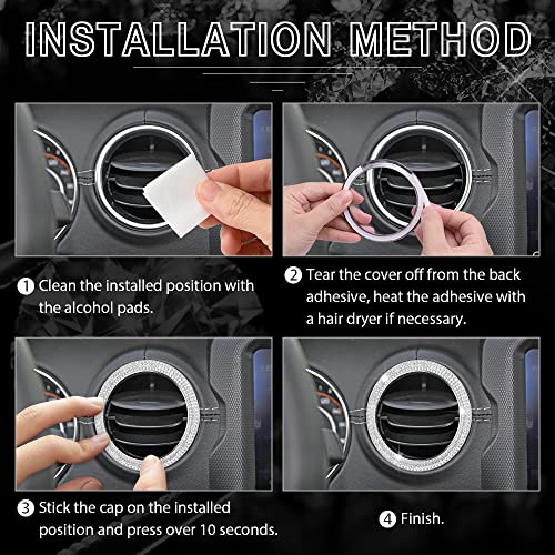 CARFIB for Jeep Bling Accessories Jeep Wrangler JL JLU Gladiator JT Air Vents AC Knobs Decals Stickers 2020 2021 Car Women Rhinestone Silver 8 Pack
