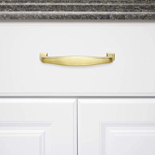 Amazon Basics Traditional Arch Cabinet Handle, 4.38-inch Length (3.75-inch Hole Center), Golden Champagne, 10-pack