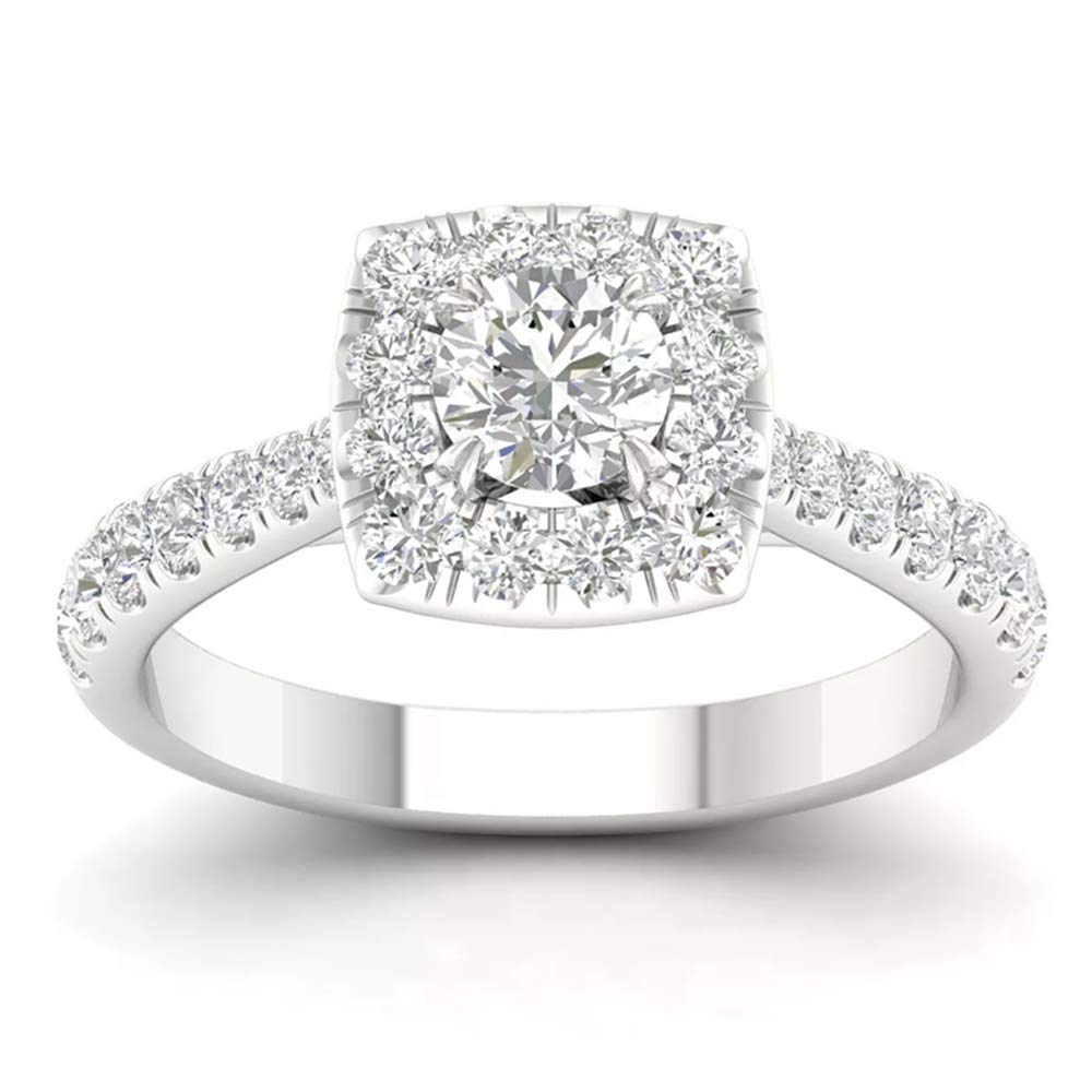 Aihpos Halo Engagement Rings for Women 1-1/3 Carat(ctw) Moissanite Rings 925 Sterling Silver 10K 14K 18K Gold Wedding Anniversary Rings for Her with Text Engraving (925 Sterling Silver)