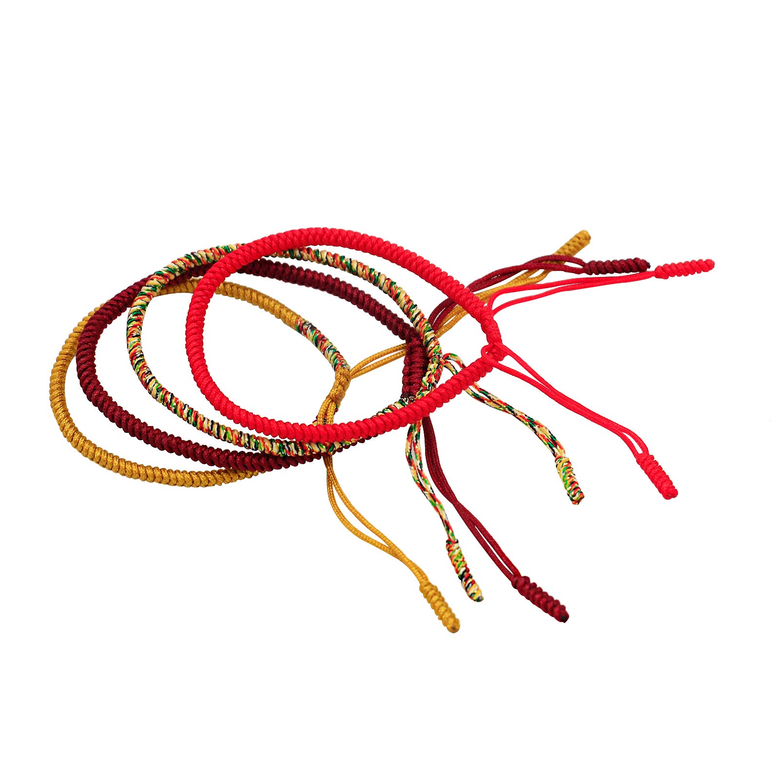 AIIGOU Tibetan Lucky Bracelet Handmade Woven Bracelets Mens Womens Lucky Red String Bracelets for Protection 4PCS