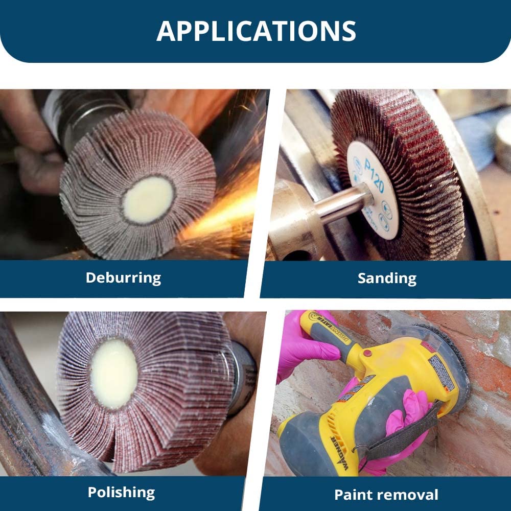 Benchmark Abrasives Aluminum Oxide 1 Inch Flap Wheel - 1โ Length 1/4" Shank Mounted Sander for Deburring, Sanding, Grinding, Paint Removal - Polishing Wheel for Drill & Grinder (10 Pack) - 60 Grit