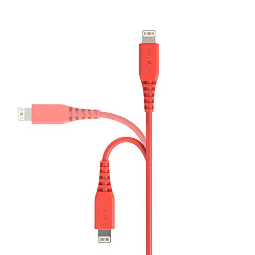 Amazon Basics MFi-Certified Lightning to USB A Cable for Apple iPhone and iPad - 4 Inches (10 Centimeters) - Red