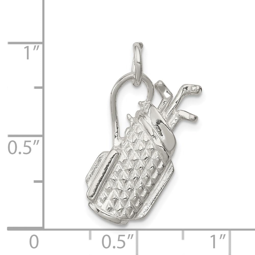 Auriga Fine Jewelry Sterling Silver Golf Bag Charm Pendant (L- 22 mm, W- 13 mm) Gift for Women