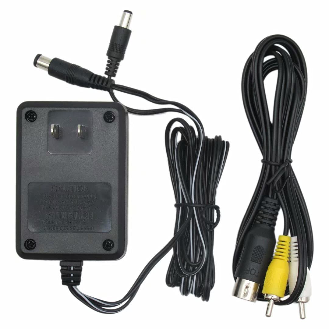 USonline911 Premium Audio Video RCA AV Cable Adapter Cord + AC Power Supply to External TV Screen Monitor for SEGA Genesis 1 (Model: 1601)