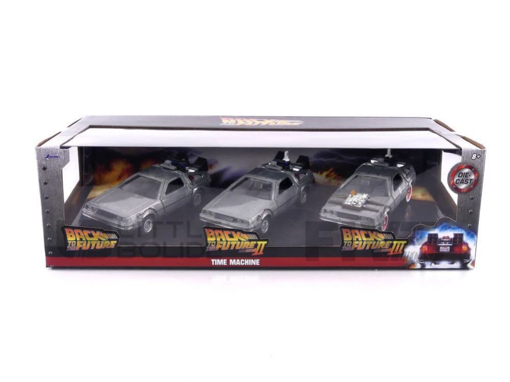 Back to The Future 1:32 Time Machine 3-Pack Die-Cast Cars, Toys for Kids and Adults