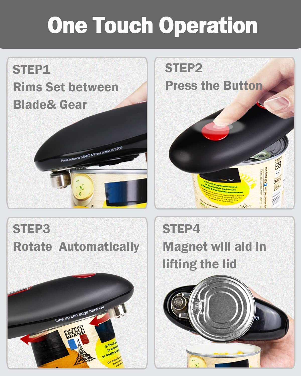 Belypoke Electric Can Opener, Automatic Can Opener Use Safe to Use & No Sharp Edge, Best Kitchen Gift for Senior and Arthritis Easy To Clean