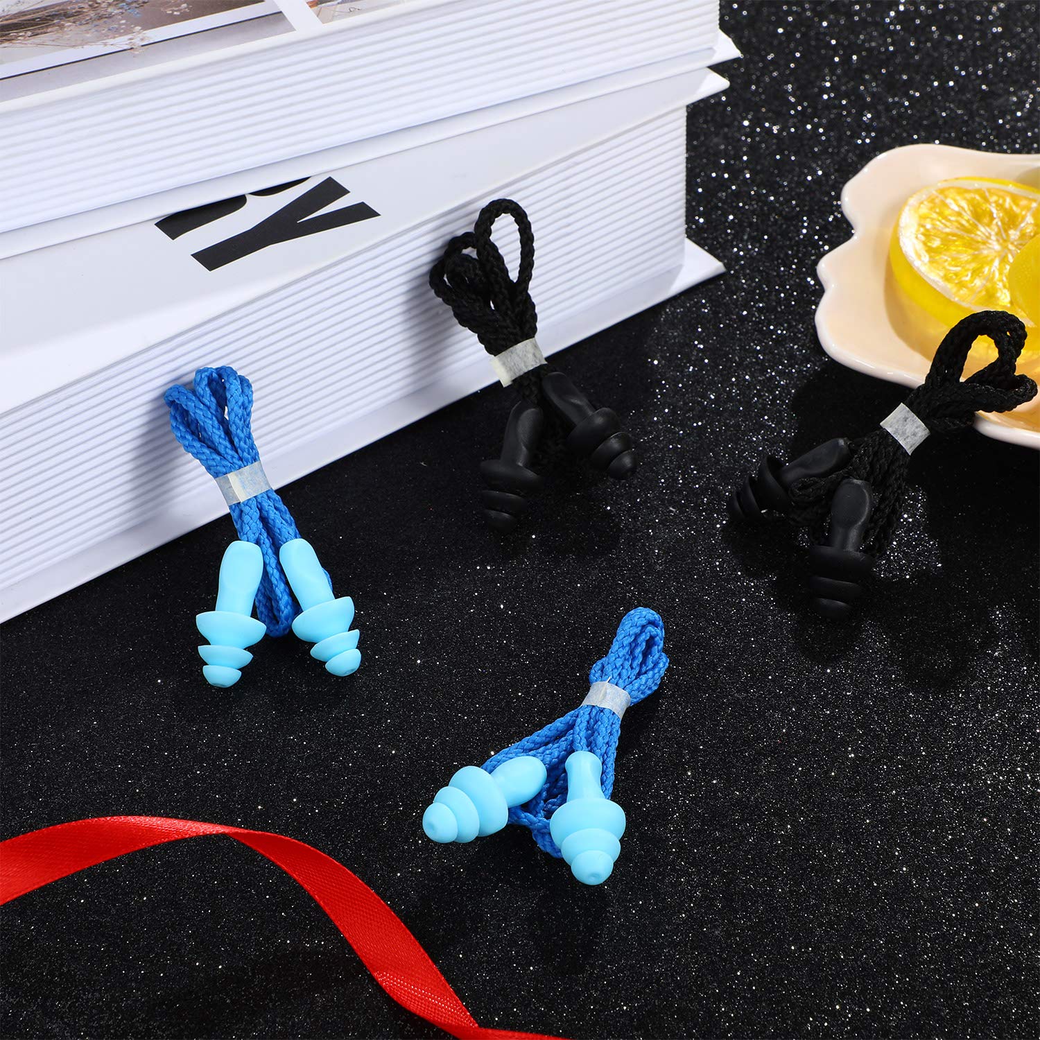 Bememo 20 Pairs Corded Ear Plugs Reusable Silicone Earplugs with String Noise Cancelling Hearing Protection for Sleep Work Shooting