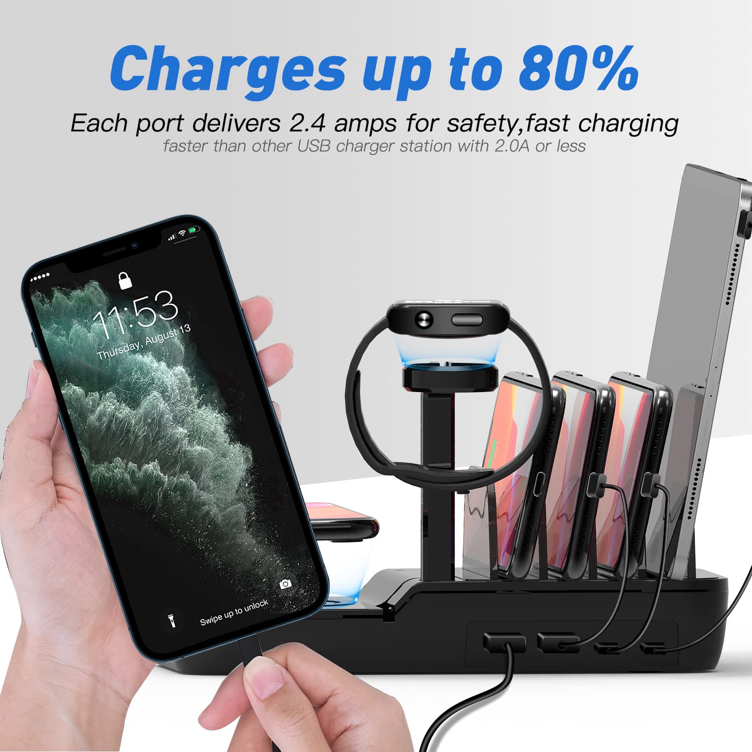 AUKUU Charging Station,60W Charging Station for Multiple Devices